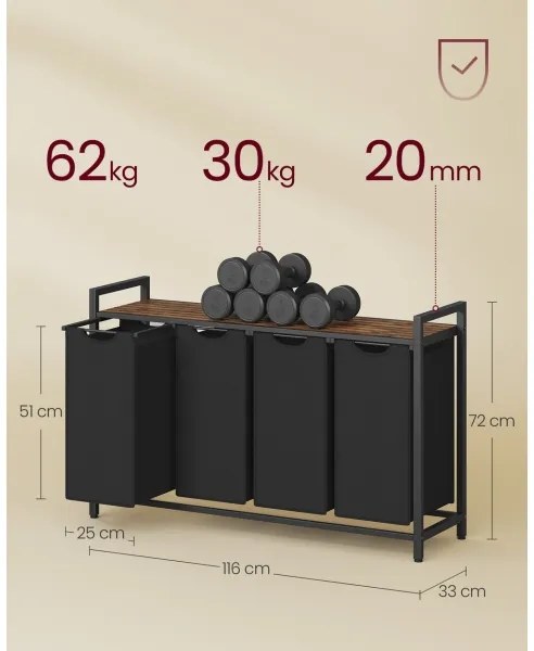 Koš na prádlo REX hnědá/černá