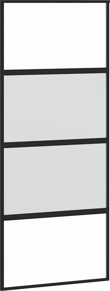 Posuvné dveře se sadou kování černé 90x205 cm Tvrzené sklo 3375890