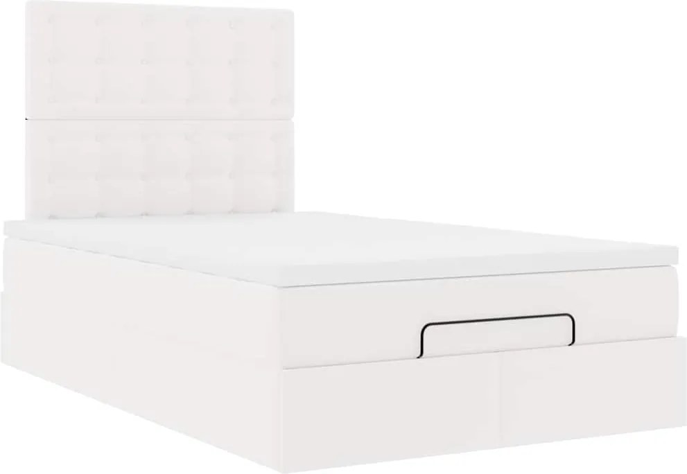 Osmanský rám postele s matrací bílý 120x200cm umělá kůže 3313846