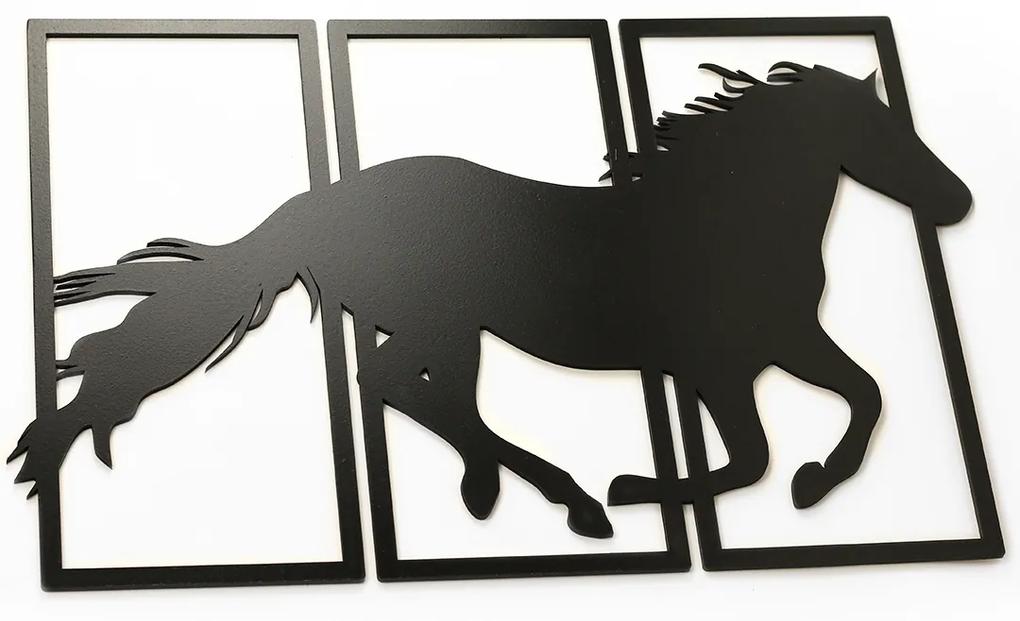 Živá Zeď Dřevěná nástěnná dekorace Klusající kůň černý