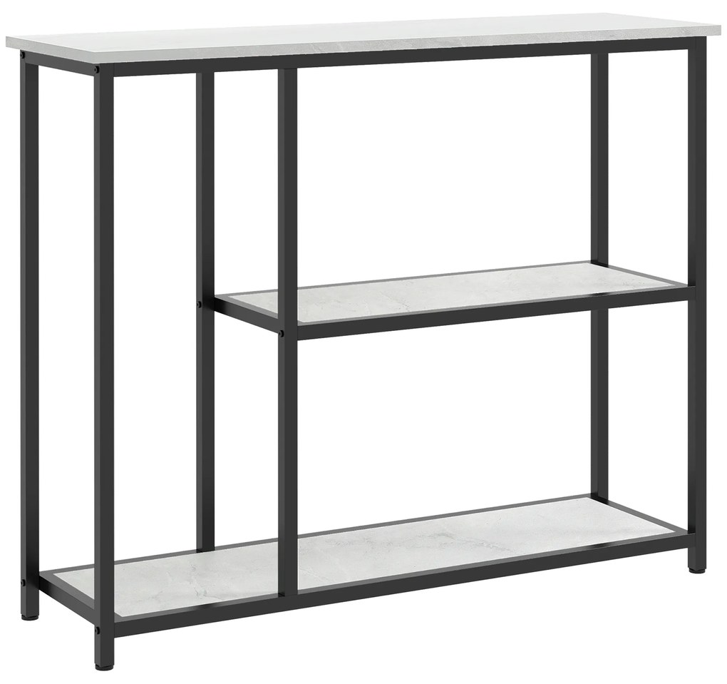 HOMCOM Konzolový stolek Předsíňový stolek se 2 úrovněmi Odkládací stolek s ochranou proti překlopení Ocel bílá 100 x 30 x 80 cm do obývacího pokoje a…