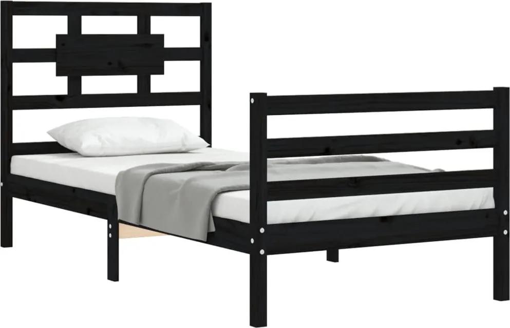 vidaXL Rám postele s čelem 100 x 200 cm masivní dřevo [3194435] Barva: Černá