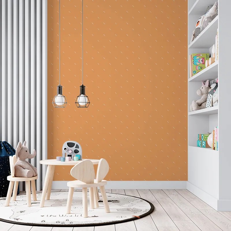 Tapeta SABLIO - Bílé čárky na oranžové 125x75 cm
