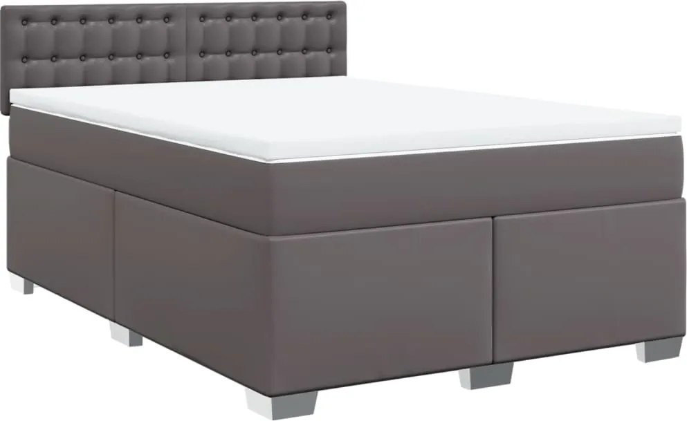 Box spring postel s matrací šedá 140x200 cm umělá kůže 3288426