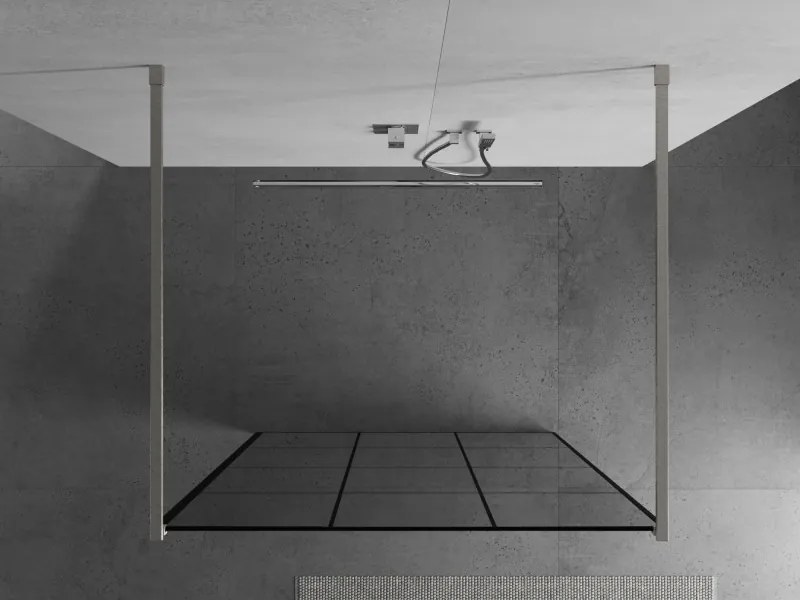Mexen Kioto, sprchová zástěna Walk-In 100 x 200 cm, 8mm sklo černý vzor, broušená ocel profil, 800-100-002-97-77