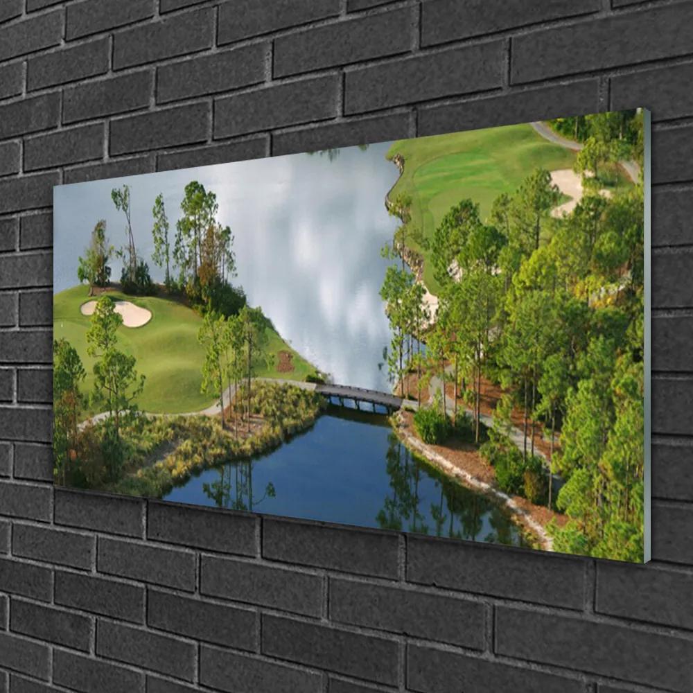 Obraz na skle Jezero Příroda 125x50 cm