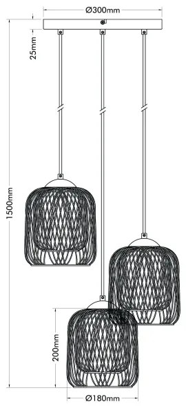 Globo 15965-3HR - Lustr na lanku DICHTI 3xE27/40W/230V