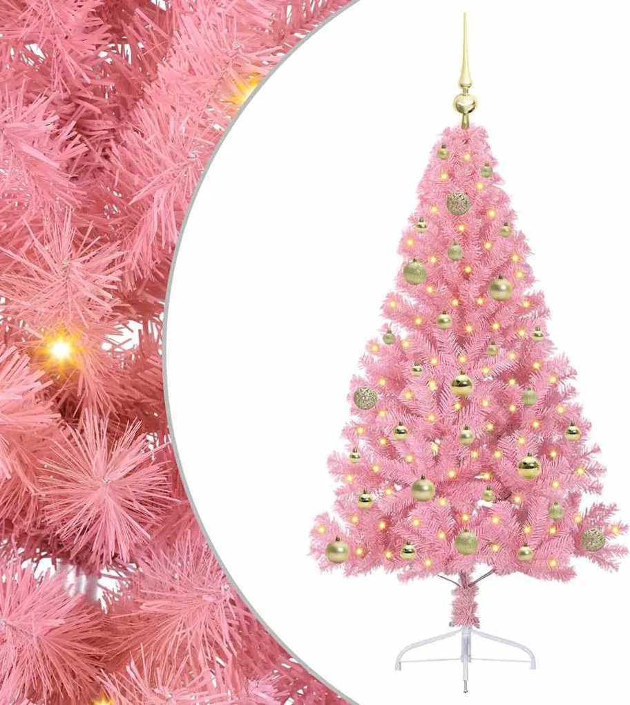 Umělý osvětlený vánoční stromeček Růžová 150 cm PVC 3397067