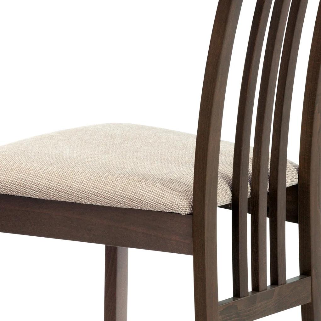 Jídelní židle, masiv buk, barva ořech, látkový krémový potah - BC-2482 WAL