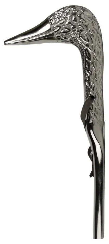 Stříbrná kovová obouvací lžíce s hlavou kachny - 10*3*58 cm