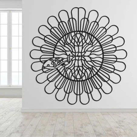 Dřevěný obraz Mandala Ryba | Vyřezávaná 3D dekorace na zeď | SENTOP HDF0348