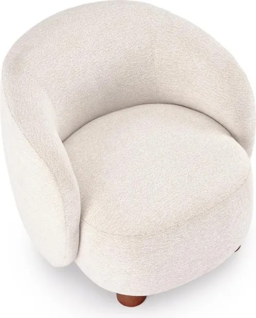 Designové křeslo BAKER — dřevo, látka, krémová