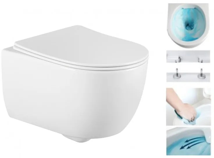 Závěsný set GEBERIT Duofix Basic+ WC CARMEN Rimless 49 x 37 cm + pomalu padající deska Slim, bílá, 3388XX00+39040100