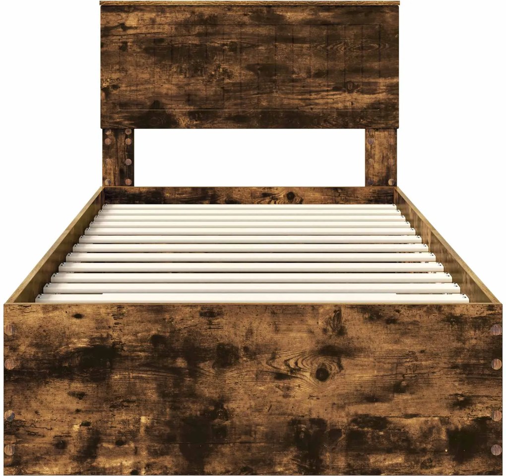 Rám postele s čelo Kouřový dub 90 x 190 cm Kompozitní dřevo 3410953