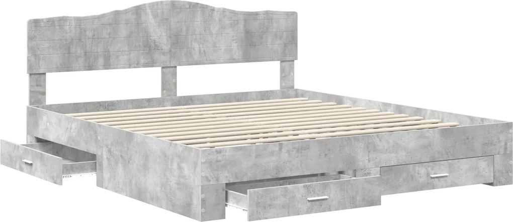Rám postele s čelo Betonově šedá 180 x 200 cm Kompozitní dřevo 3413162