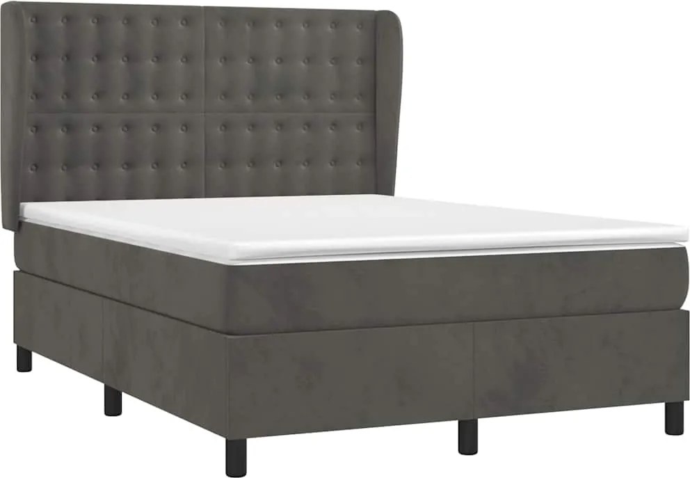 Box spring postel s matrací tmavě šedá 140x200 cm samet 3129454