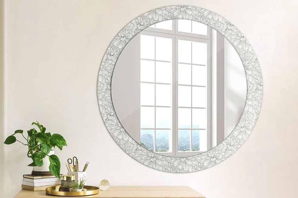 Kulaté dekorativní zrcadlo na zeď Lotosové květiny fi 80 cm