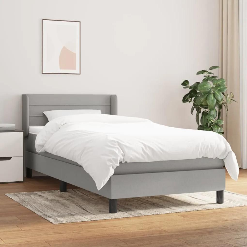 vidaXL Box spring postel s matrací 90x200 cm textil [3129767] Barva: světle šedá