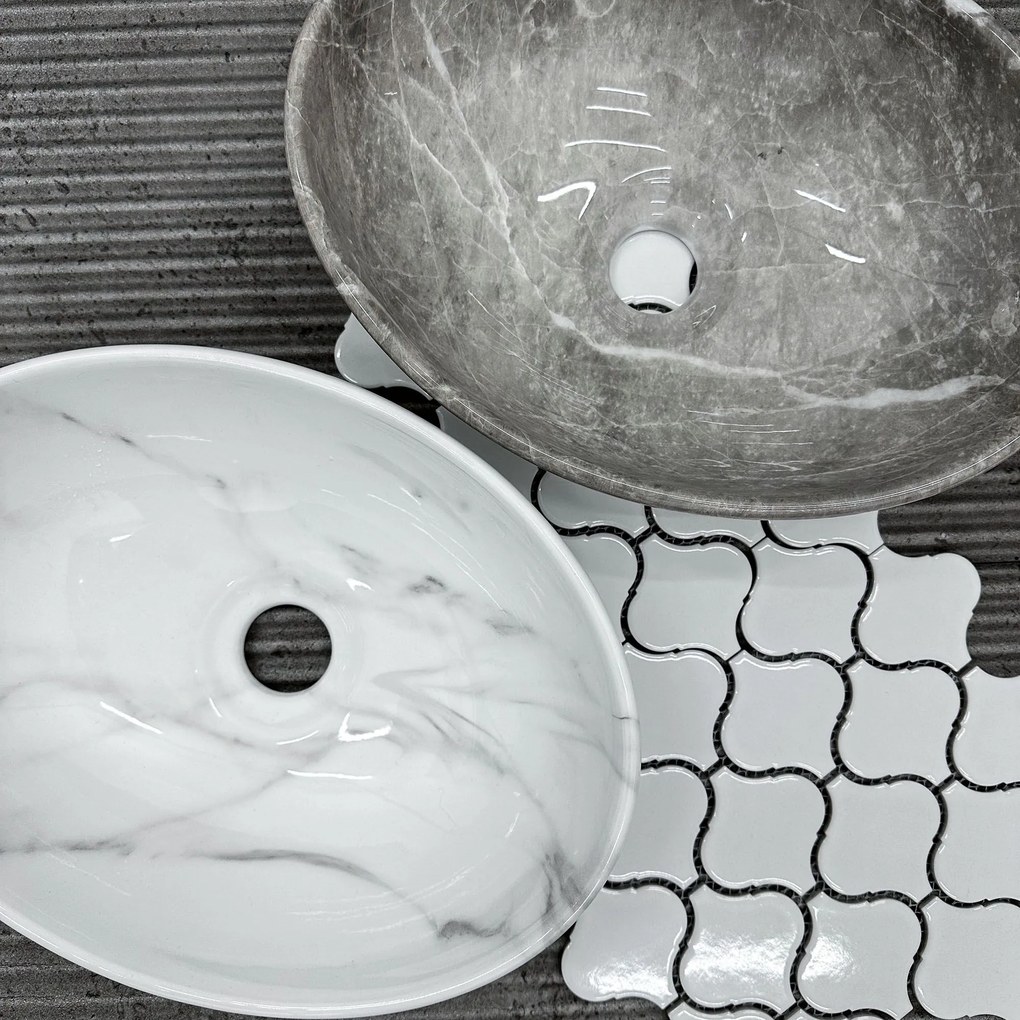 Rea Sofia Mini, umyvadlo na desku 350x260x125 mm, imitace kamene - šedá Grigio, REA-U9237