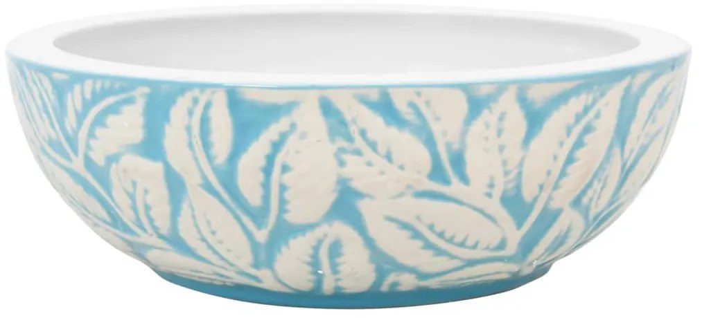 vidaXL Umyvadlo na desku bílé a modré kulaté Φ 41 x 14 cm keramika