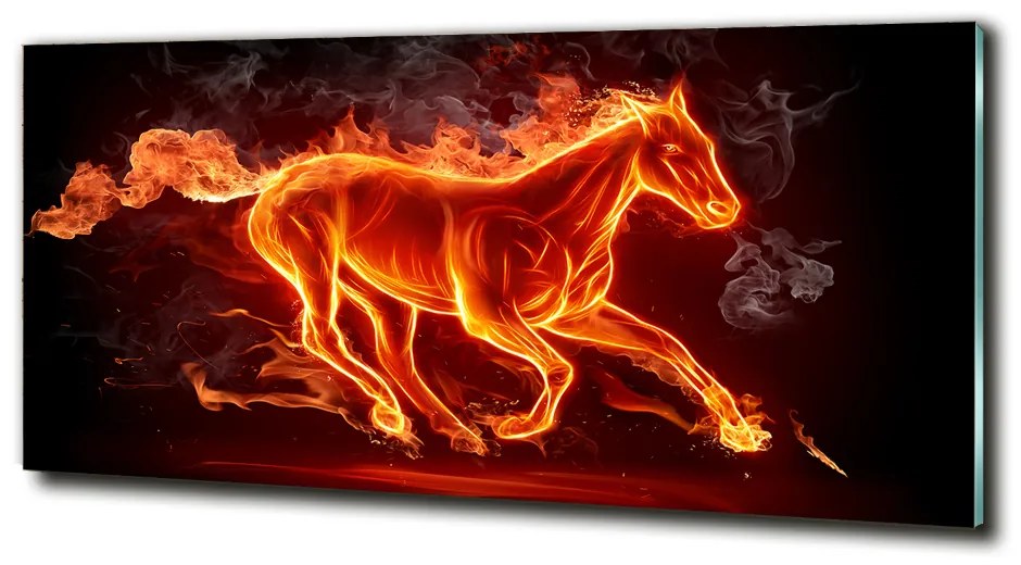 Wallmuralia Moderní foto obraz na stěnu Kůň v plamenech 125x50 cm