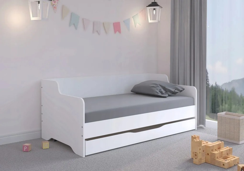 Univerzální dětská postel 2v1 160 x 80 cm v luxusní bílé barvě
