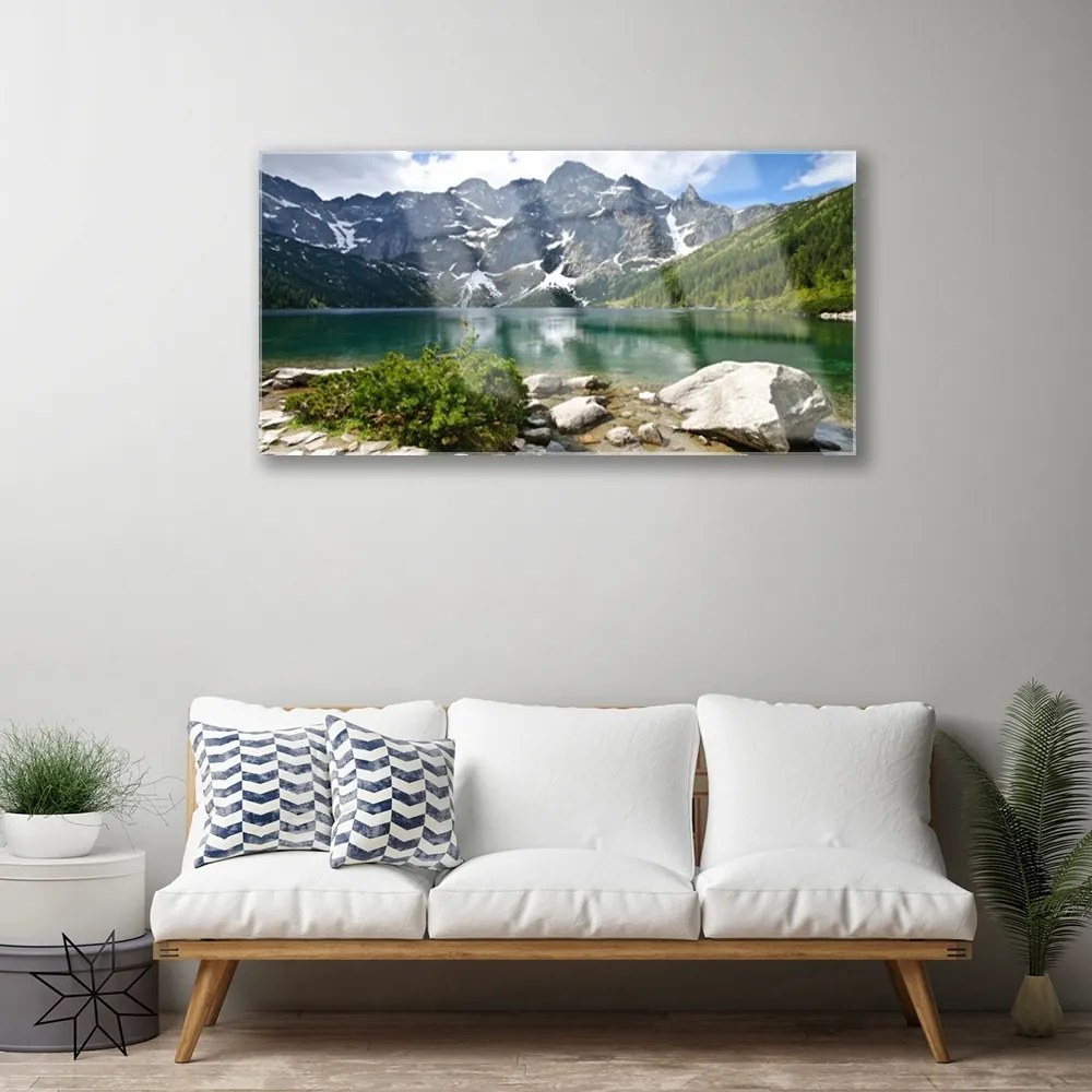 akrylový obraz Jezero Hory Krajina 100x50 cm
