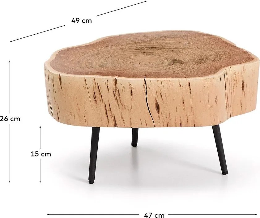 Kulatý konferenční stolek s deskou z akácie v přírodní barvě 49x47 cm Tanive – Kave Home