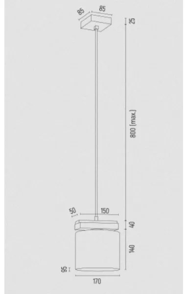 Argon 8276 - Lustr na lanku CANOA 1xE27/15W/230V černá