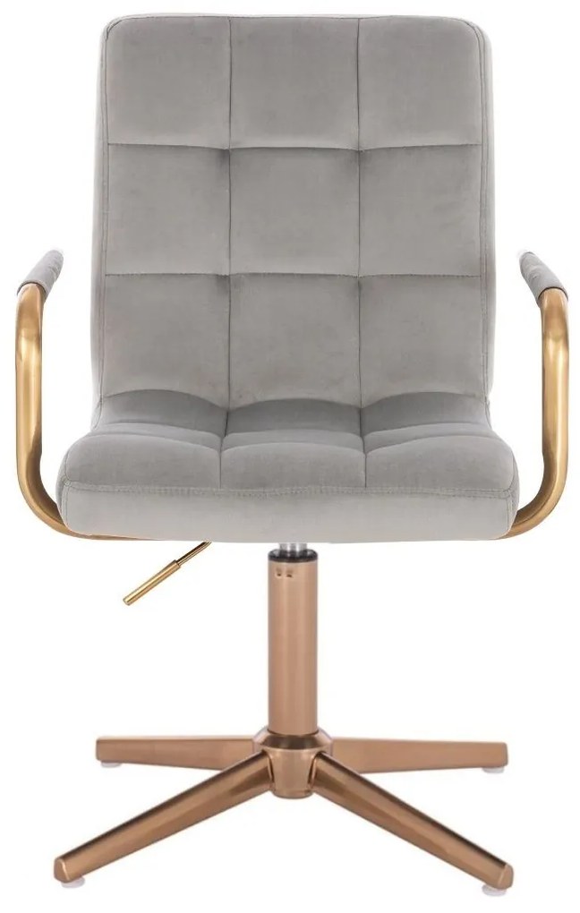 LuxuryForm DESIGN Otočná židle VERONA GOLD VELUR na zlatém kříži - světle šedá