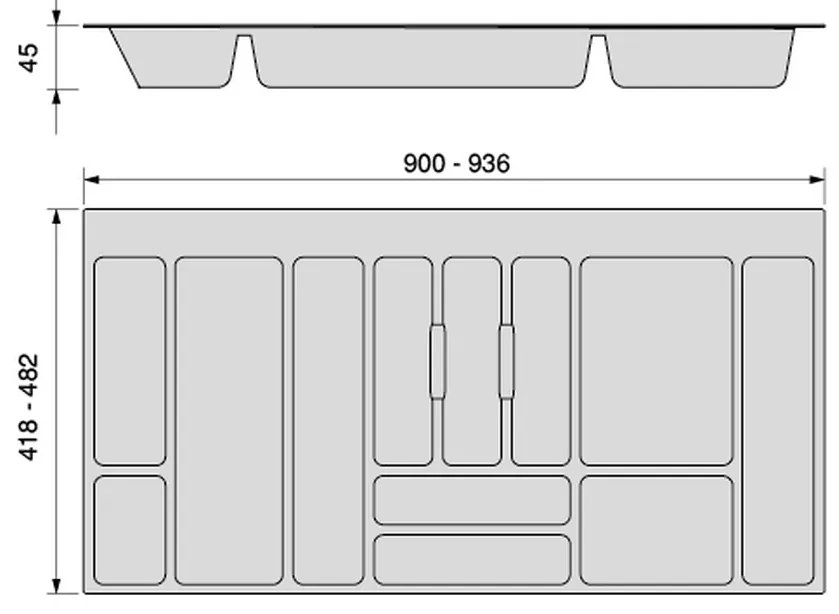 In-Design Příborník Optima 490 mm šedý - různé šířky Šířka příborníku (mm): 800 - 836