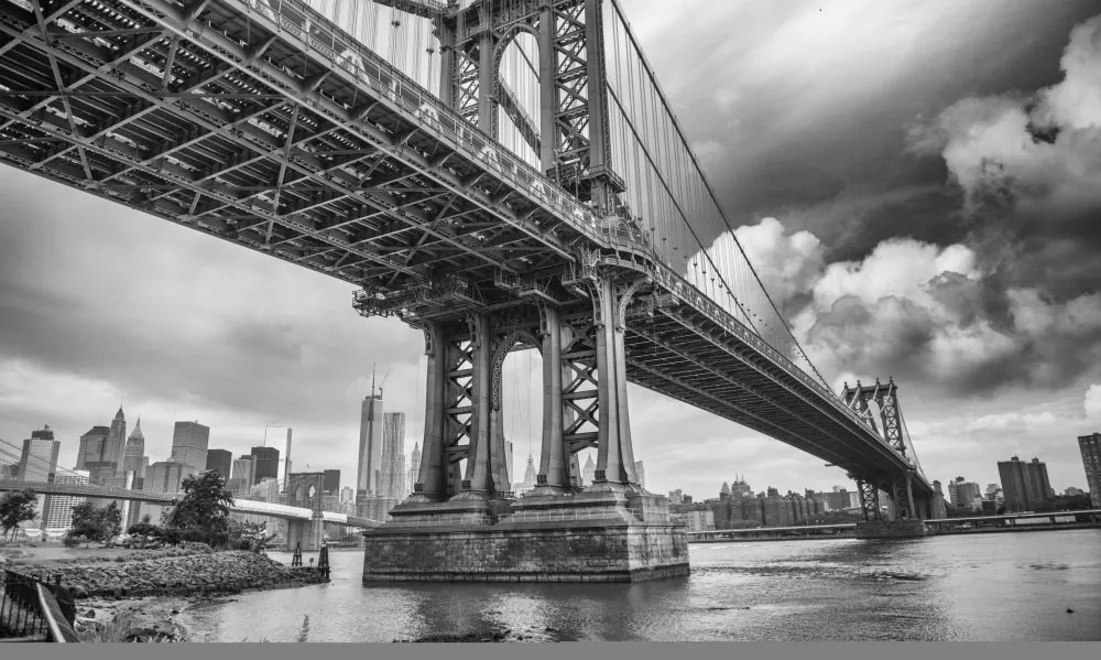 Vícedílný obraz Manhattan Bridge V New Yorku Nedostatek Nedostatek Přírodní plátno 150x90