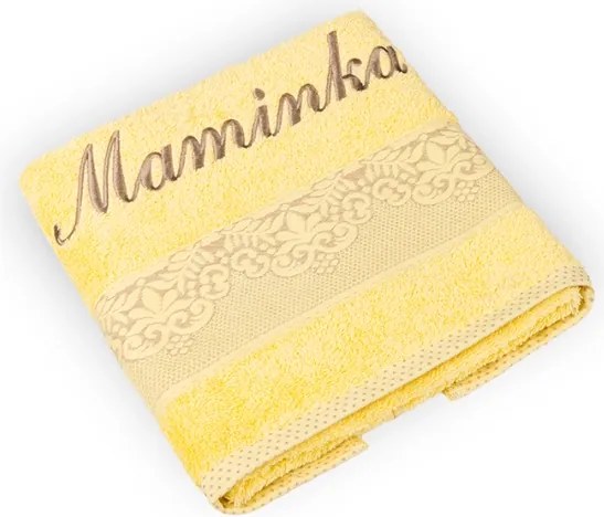 Bellatex Froté ručník orchidea s výšivkou MAMINKA 50x100 cm Maminka Žlutá