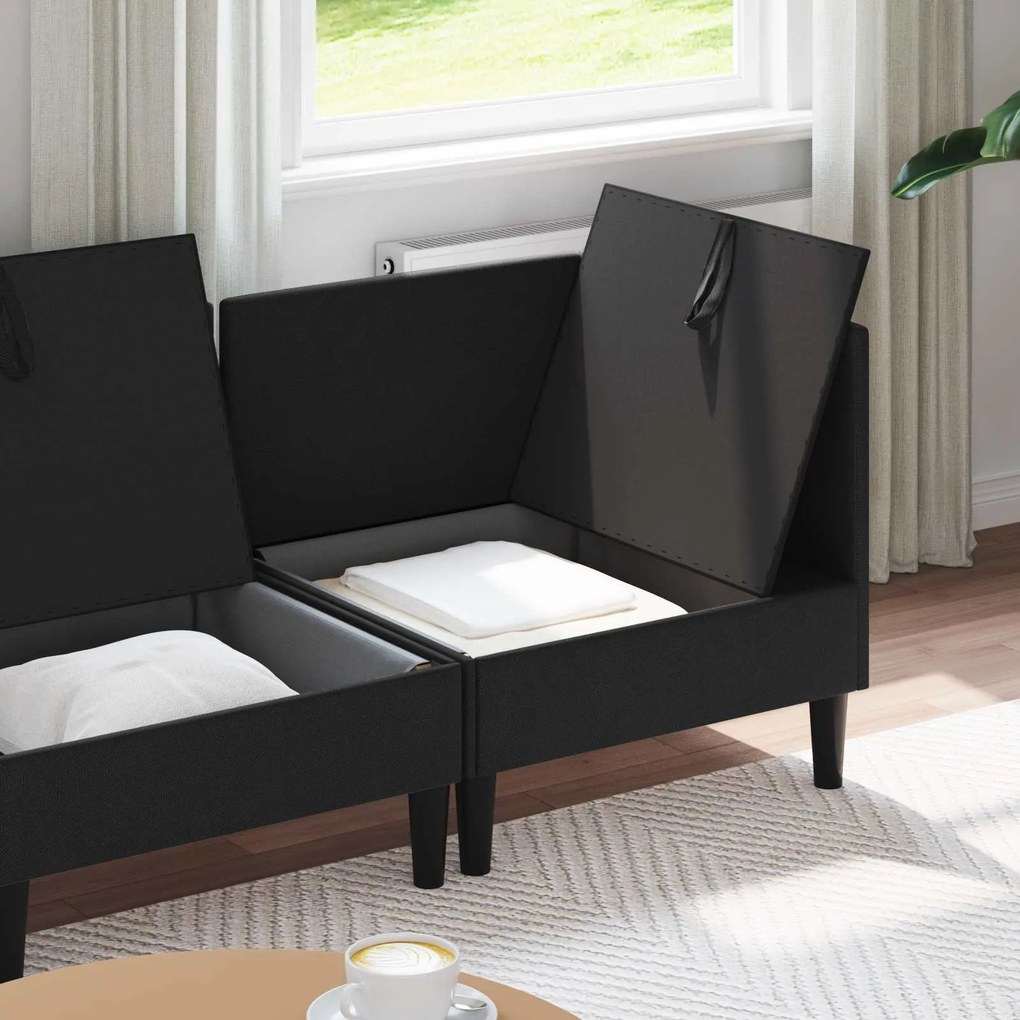 Sada nábytku do obývacího pokoje 4 ks Černá Textil 3413809
