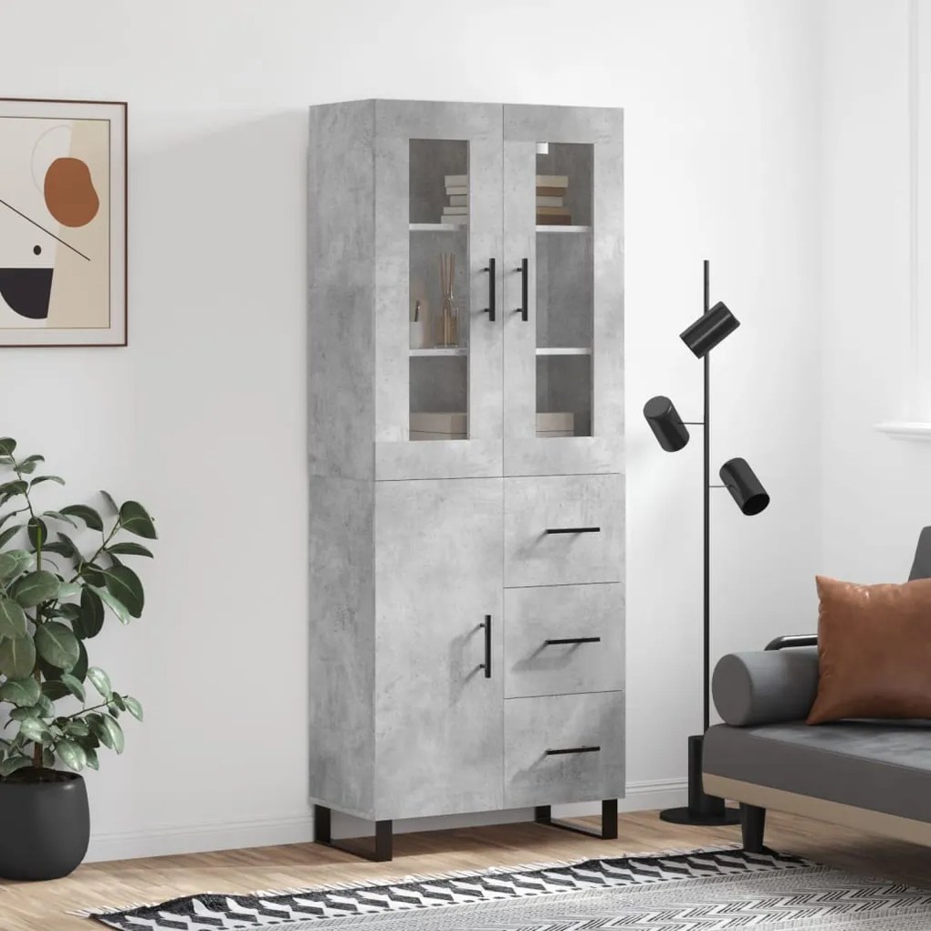 Skříň highboard betonově šedá 69,5x34x180 cm kompozitní dřevo - Default Title