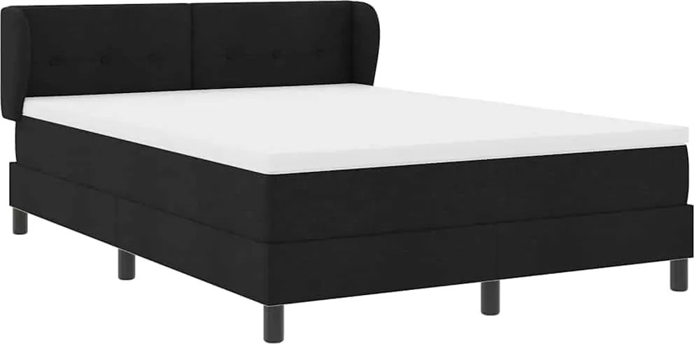 Postel s boxspringem s čelo Černá 140 x 190 cm textil 3340019