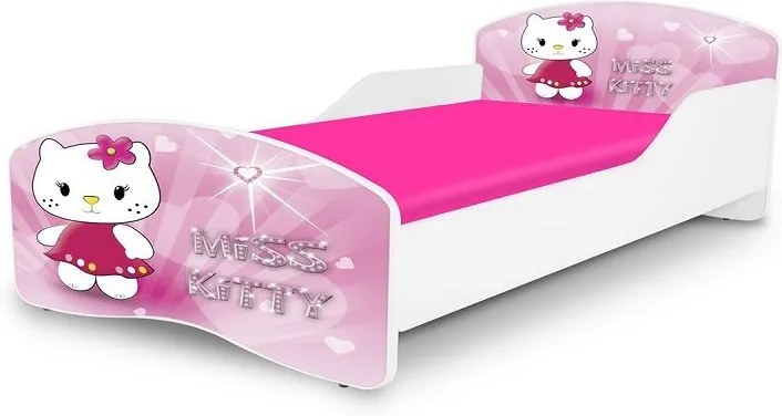 Dětská postel - Miss kitty - small rainbow - 140 x 70 cm