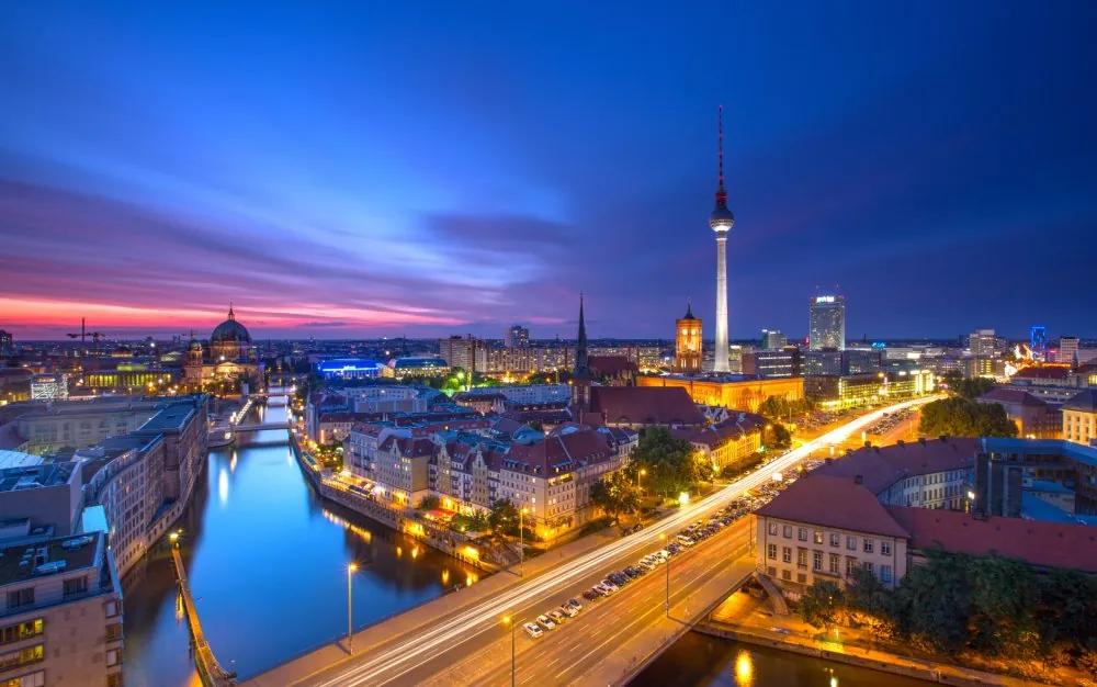 Vícedílný obraz Berlínské Panorama Při Západu Slunce Nedostatek Nedostatek Plátno Canvas 160x100