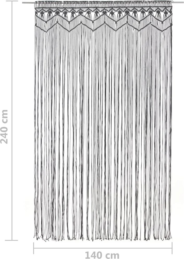 Macramé závěs antracitový 140 x 240 cm bavlna 323994
