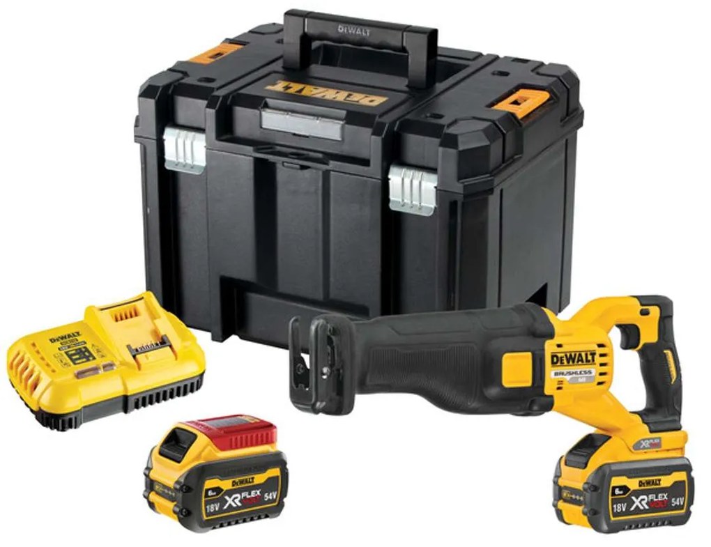DeWALT - 54V AKU mečová pila, 2x aku 6,0 Ah FLEXVOLT, nabíječka DCS389T2