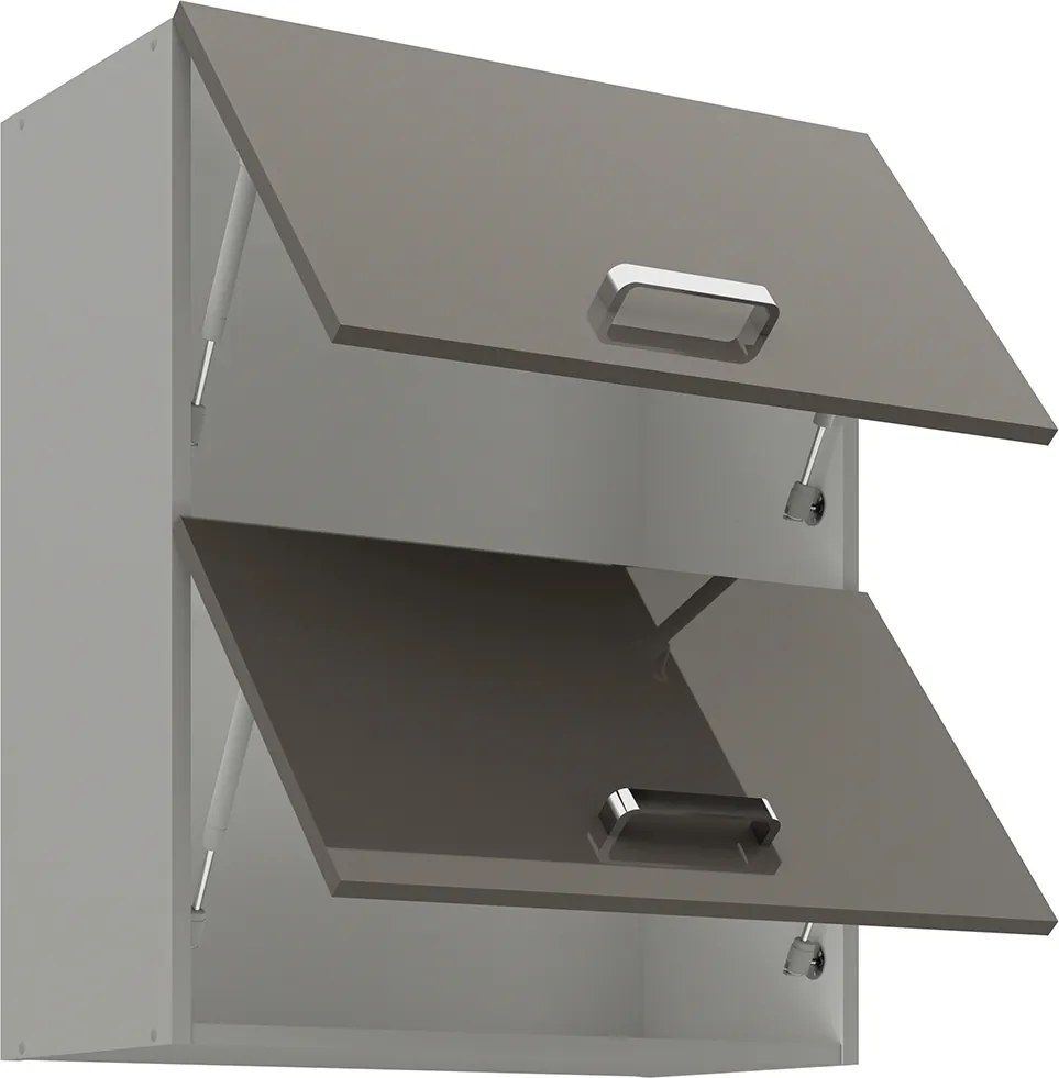 GREY gr | horní skříňka 60 GU-72 2F výklopná | 60 cm | světle šedá/tmavě šedá lesk