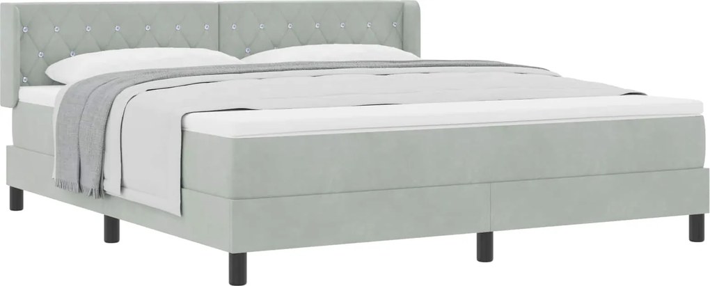 Postel s boxspringem s čelo Světle šedá 200 x 180 cm samet 3341426