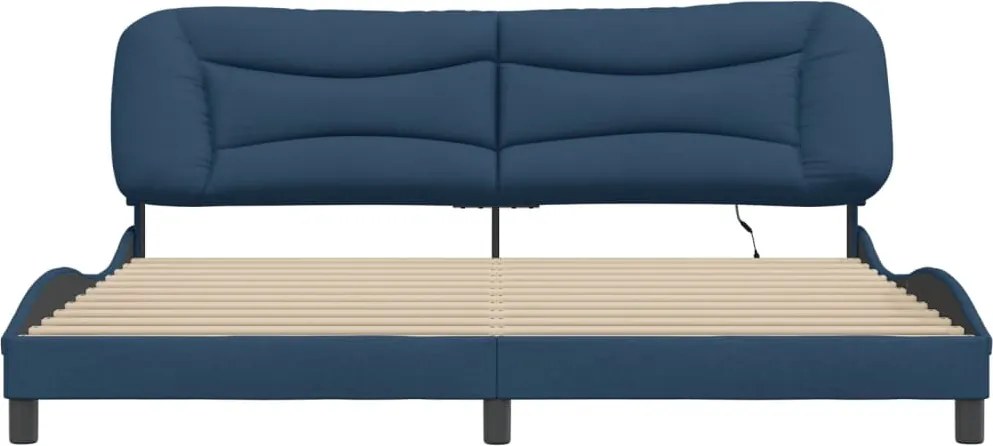 Rám postele s LED bez matrace Hvar Modrá 200x200 cm Látka 3213731