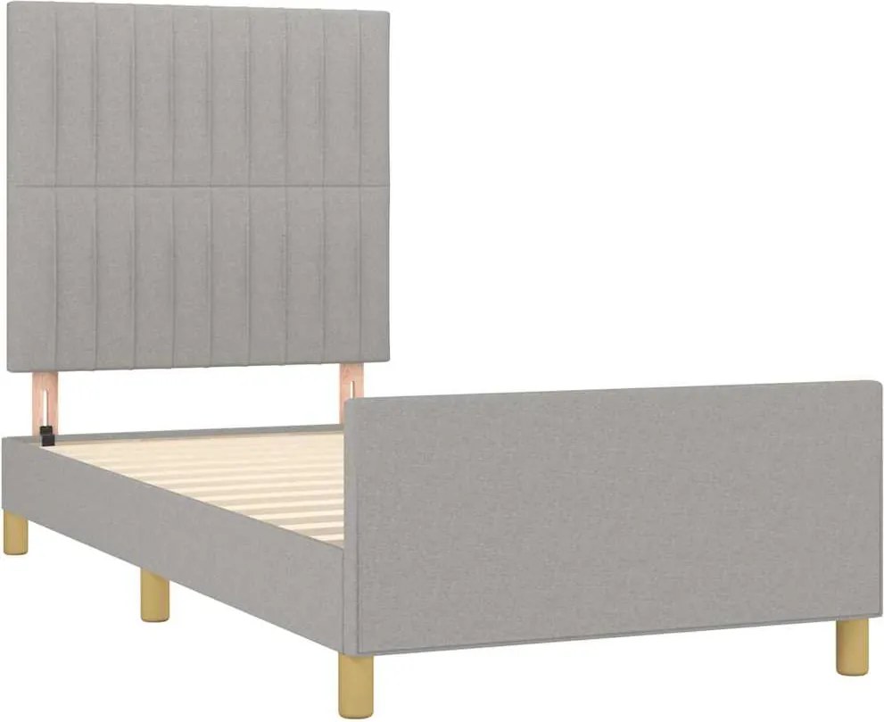 Rám postele bez matrace světle šedý 90 x 200 cm textil 3125187