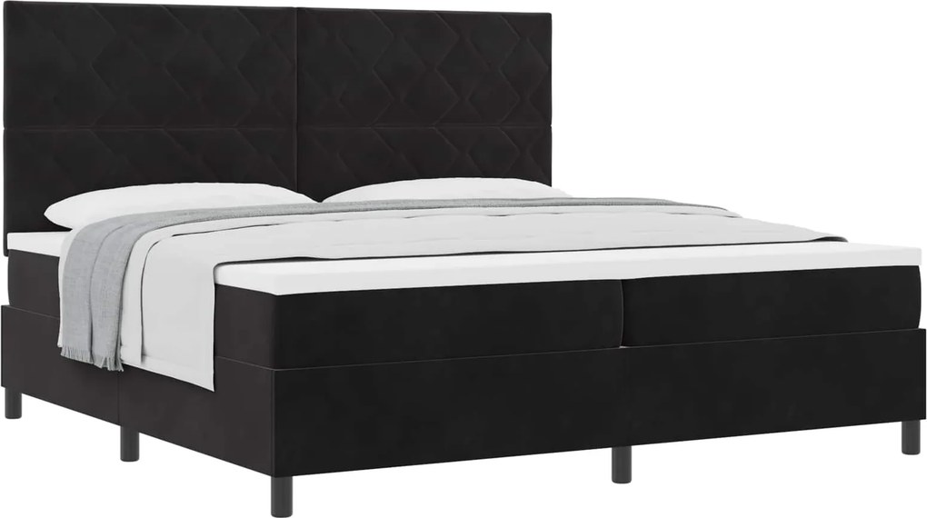 Postel s boxspringem s čelo Černý 200 x 200 cm samet 3339922