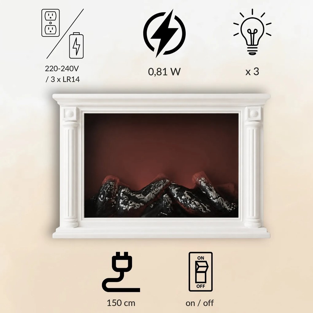 Dekorativní LED krb v klasickém stylu, 10 x 33 x 21 cm