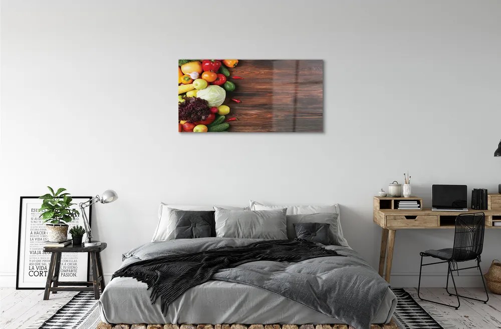 Obraz na skle Kukuřice pepř zelí 120x60 cm