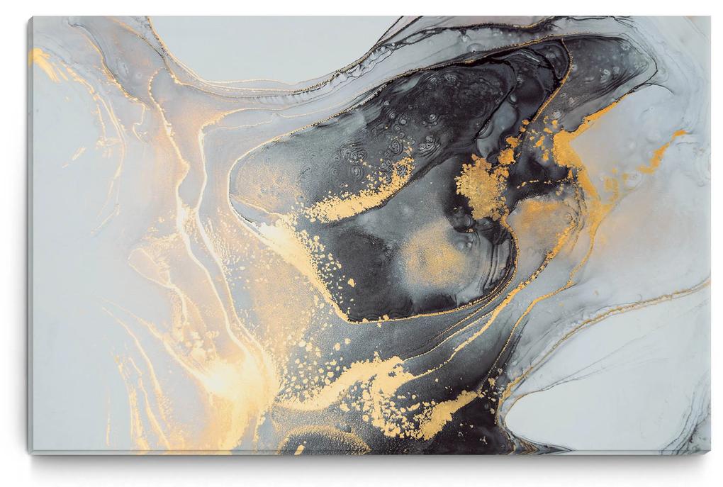 Malvis ® Obraz Šedozlatá pryskyřice Velikost (šířka x výška): pětidílný obdélník - 150x70 cm
