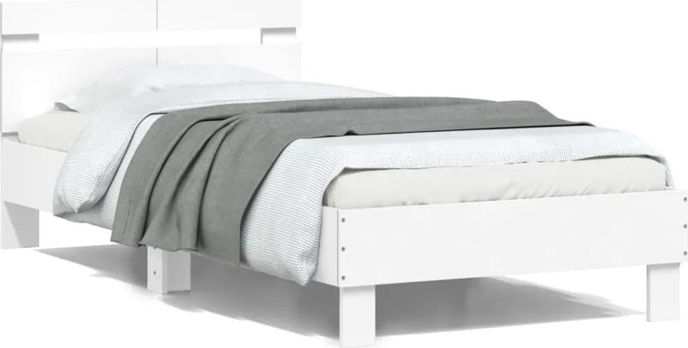 vidaXL Rám postele s čelem a LED osvětlením 100 x 200 cm [838712] Barva: Bílá