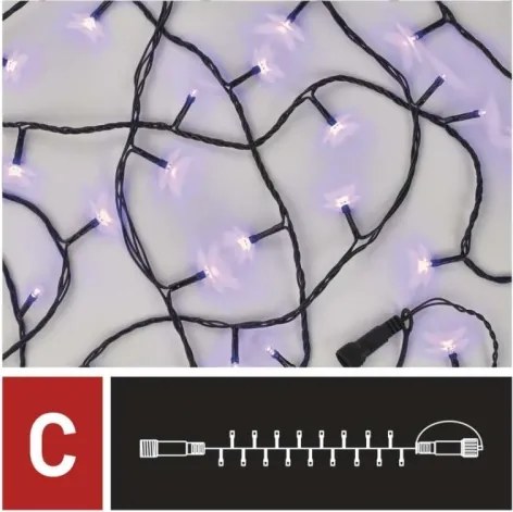 Propojovací vánoční řetěz bez zdroje EMOS Connecting D1AF01 ZY1930 100LED 10m fialová